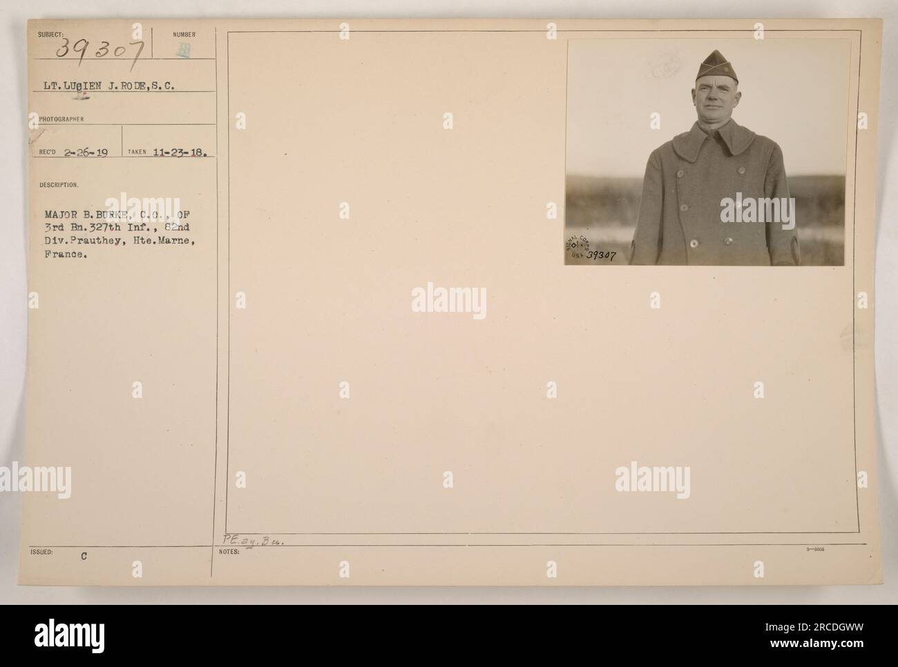 Image 39307 shows Major B. Burke, the commanding officer of the 3rd ...