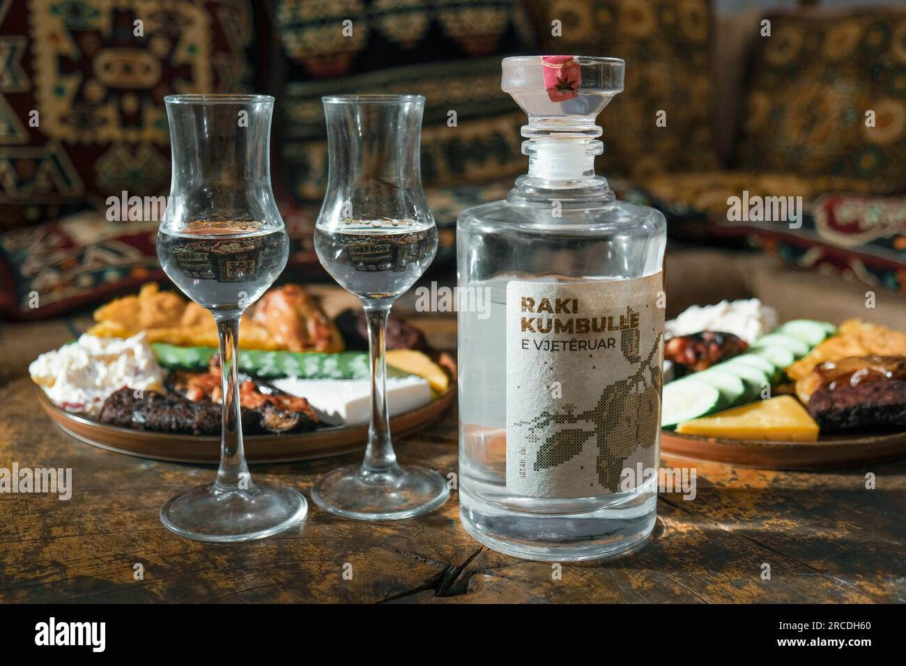 Tirana, Albania. June 2023: Traditional Albanian food restaurant in the city centre offering ...