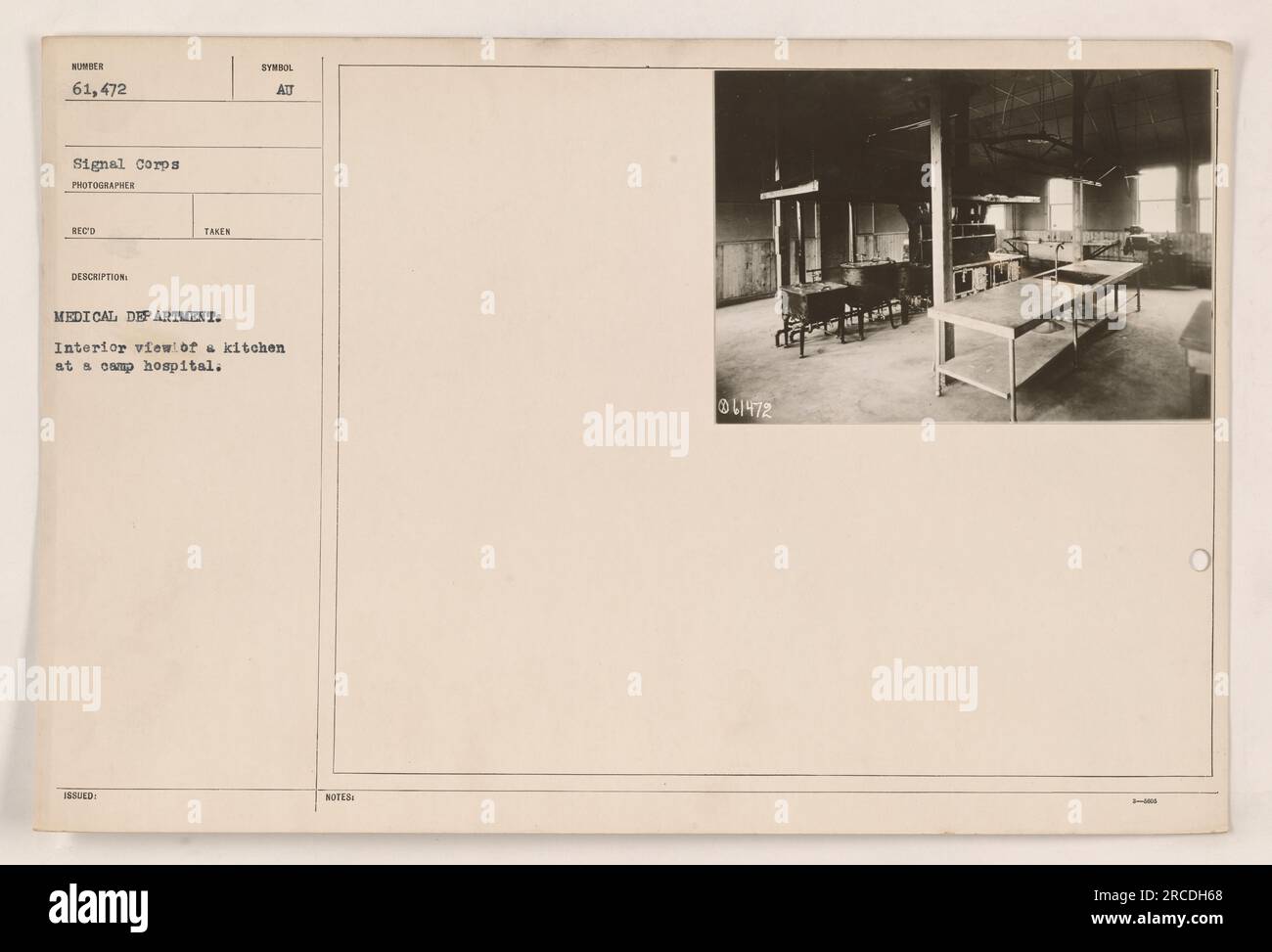 Interior view of a kitchen at a camp hospital in the Medical Department ...