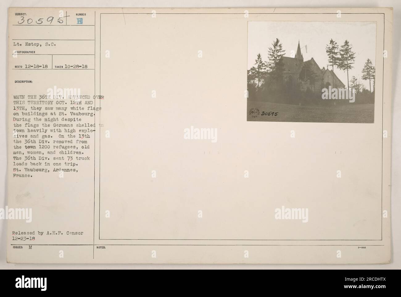 Soldiers from the 36th Division visit St. Vaubourg in Ardennes, France ...