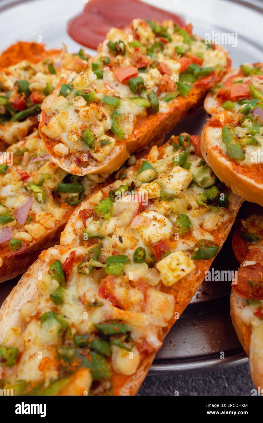 Home made Ginger Garlic Bread with cheese and Indian Herb toppings ...