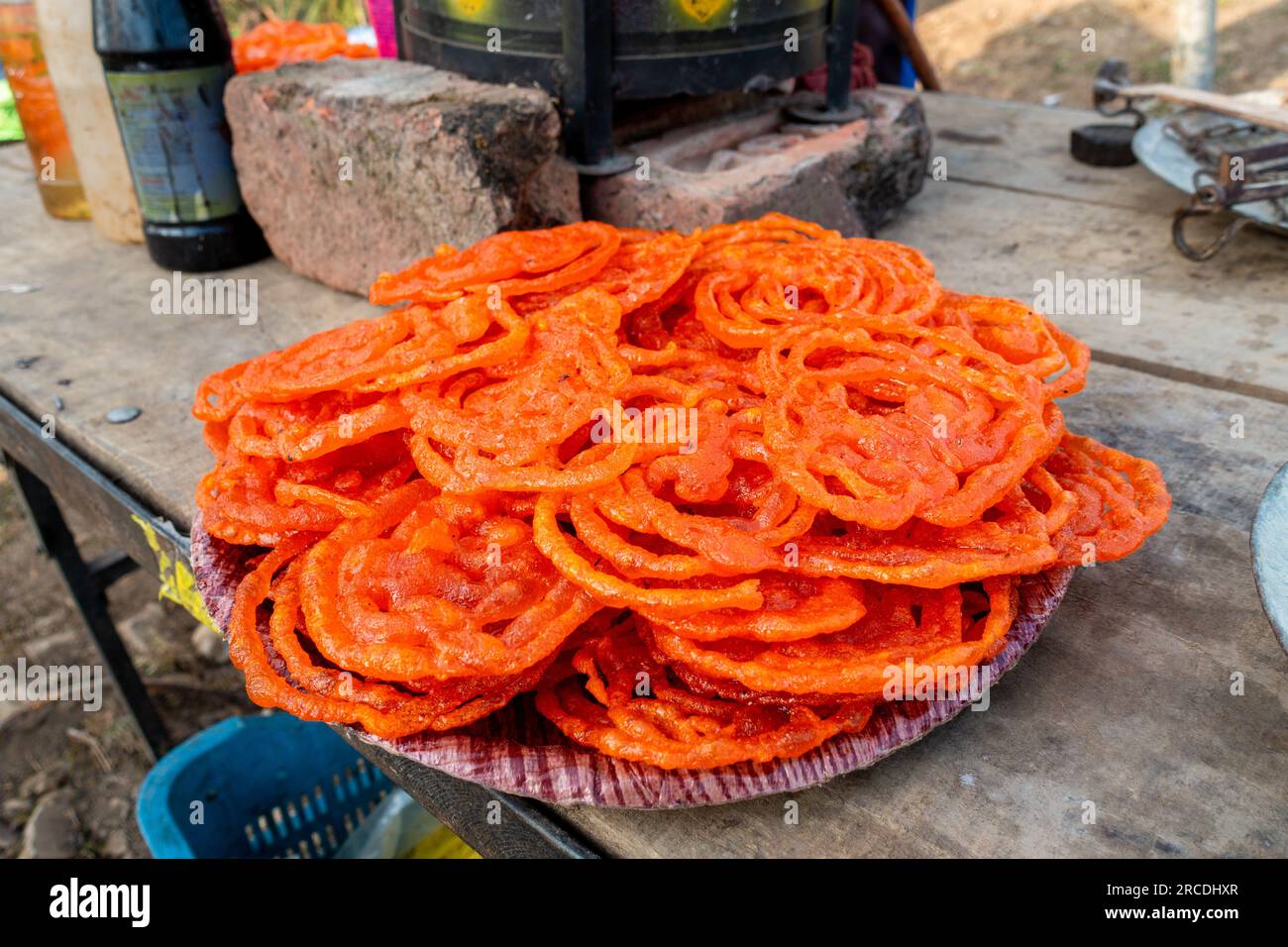 Jalebi, Indian Traditional dessert Cuisine in a road side food stall ...