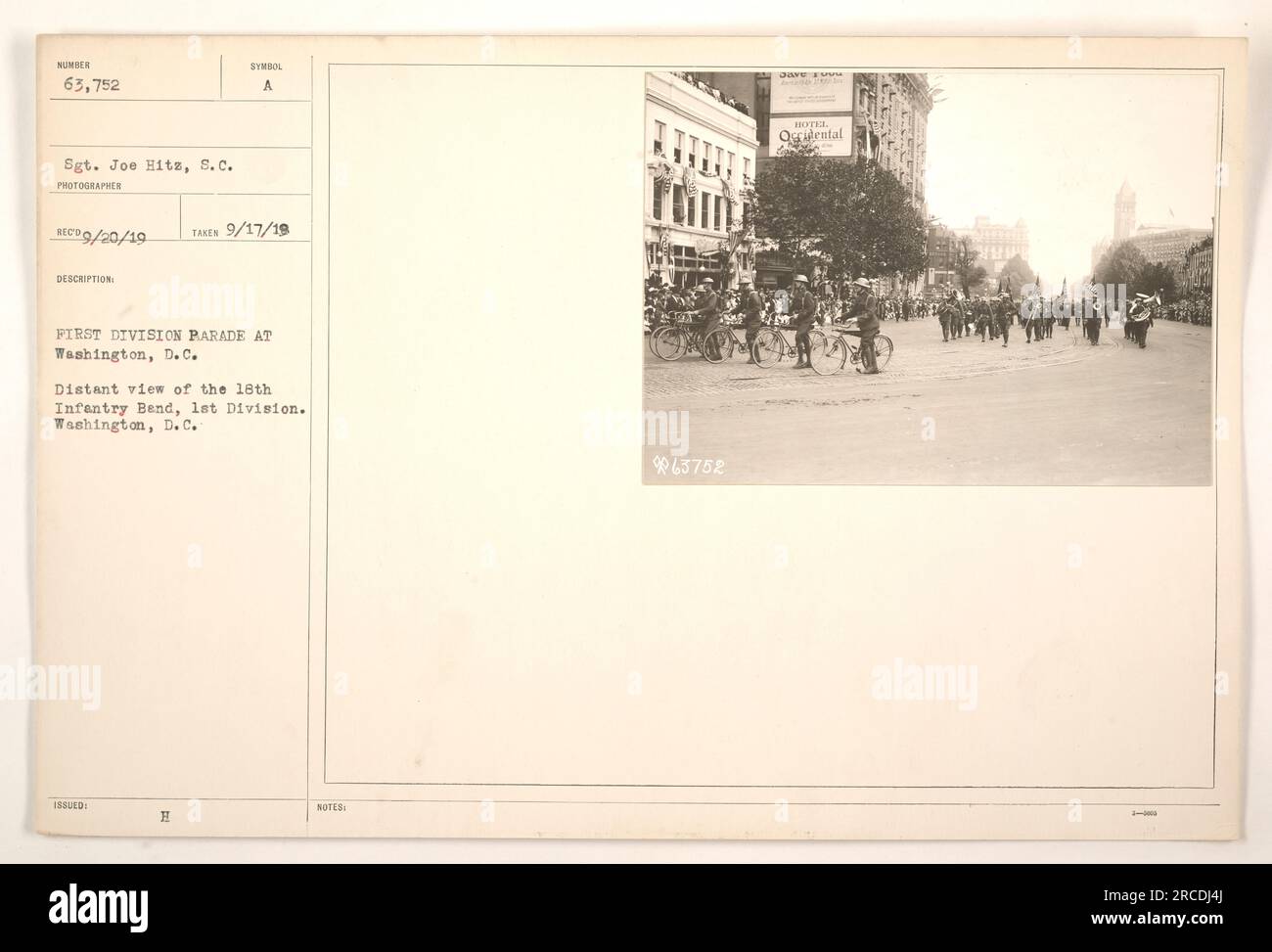 Image: Distant view of the 18th Infantry Band, 1st Division, marching ...