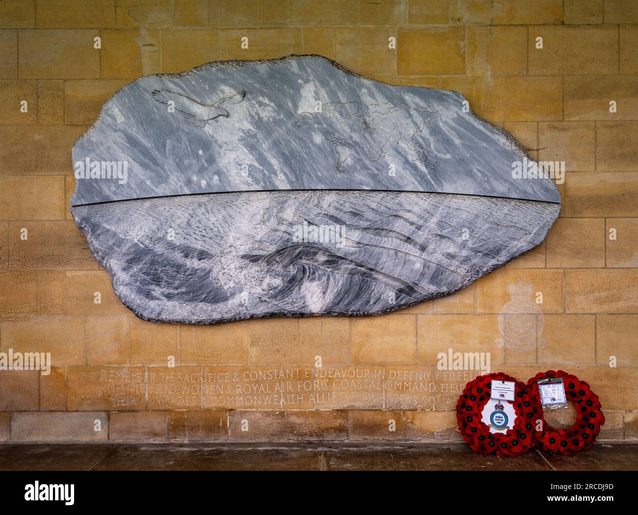 Large stone plaque commemorating the role of Coastal Command during ...