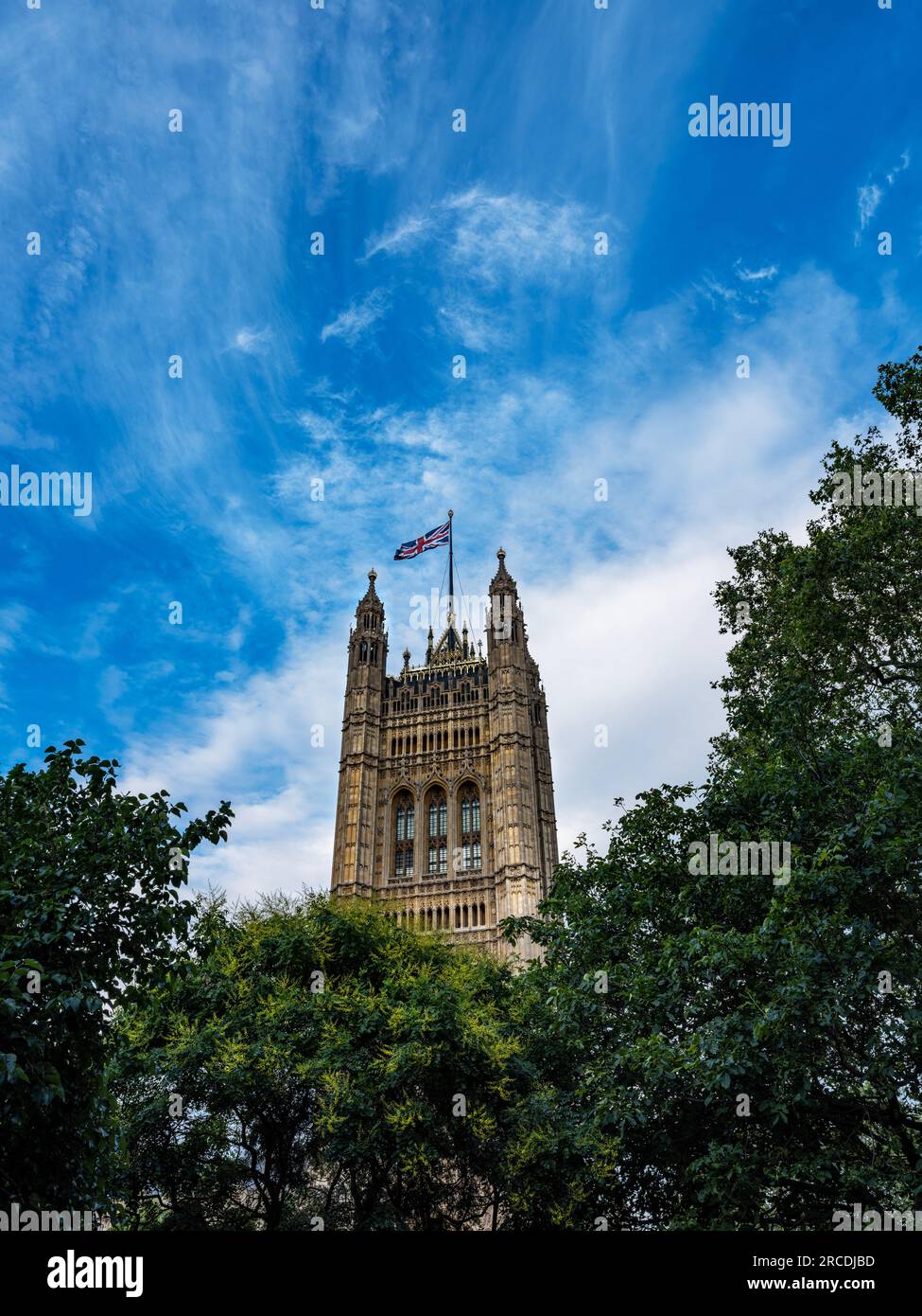 The Victoria Tower, part of the Palace of Westminster, London; designed by Charles Barry in ...