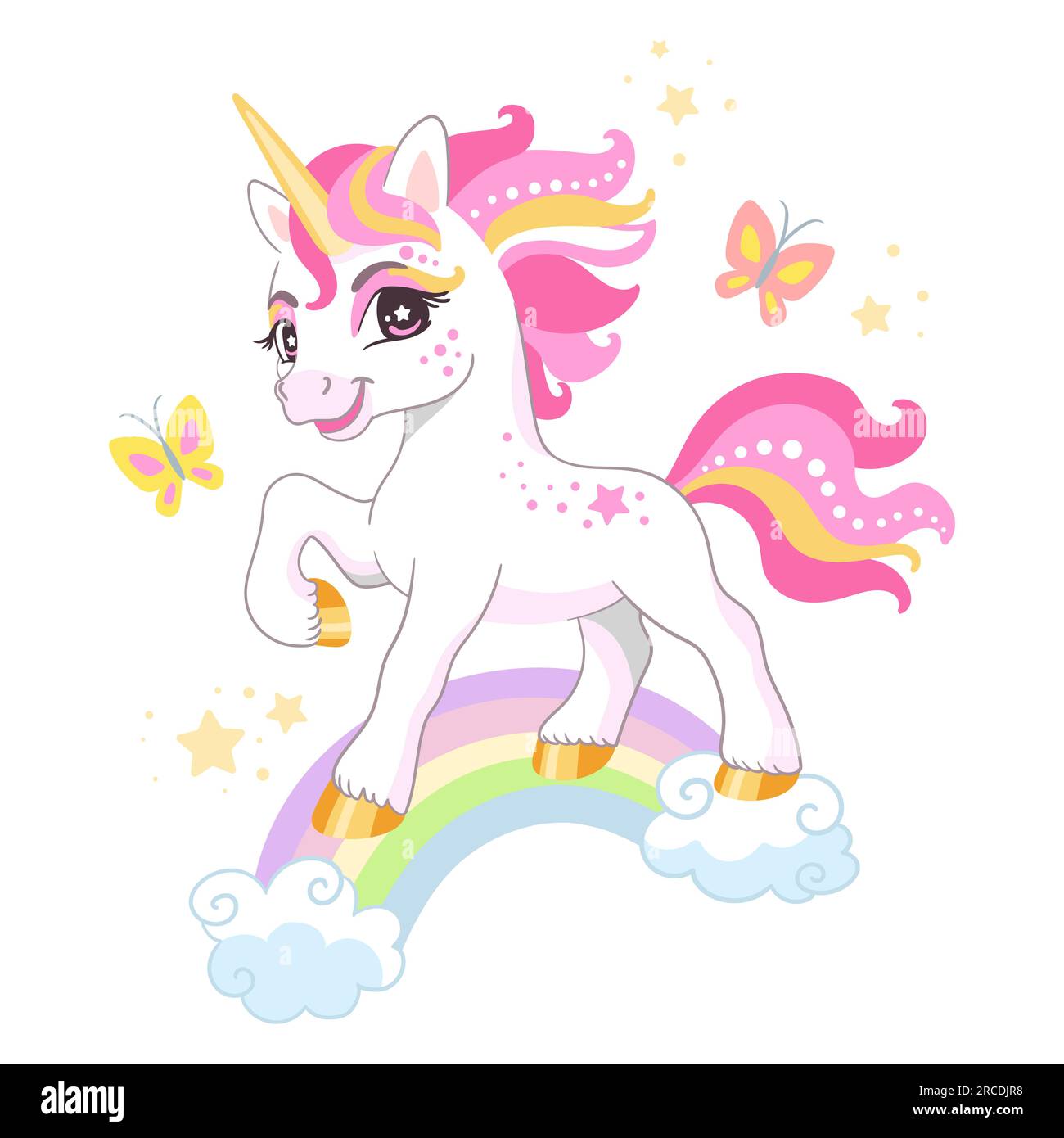 Cute cartoon character happy unicorn vector illustration 11 Stock ...