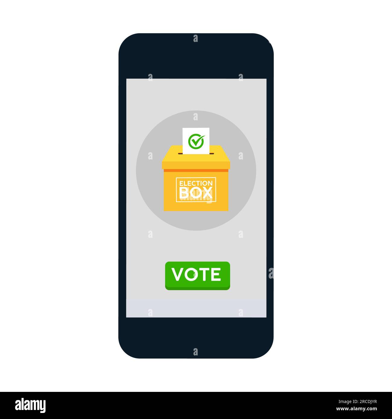 Electronic voting on mobile phone screen on white background. Election ...