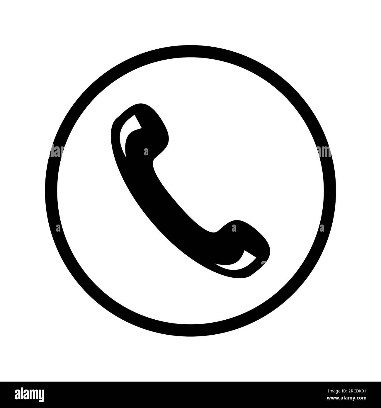 Black telephone icon in a circle on white background. Pictogram, icon ...
