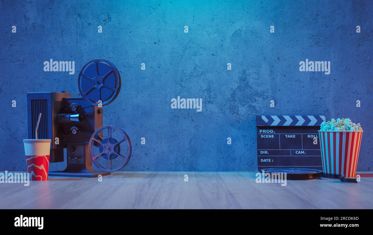 Movie podium background with movie objects, 3d rendering Stock Photo ...