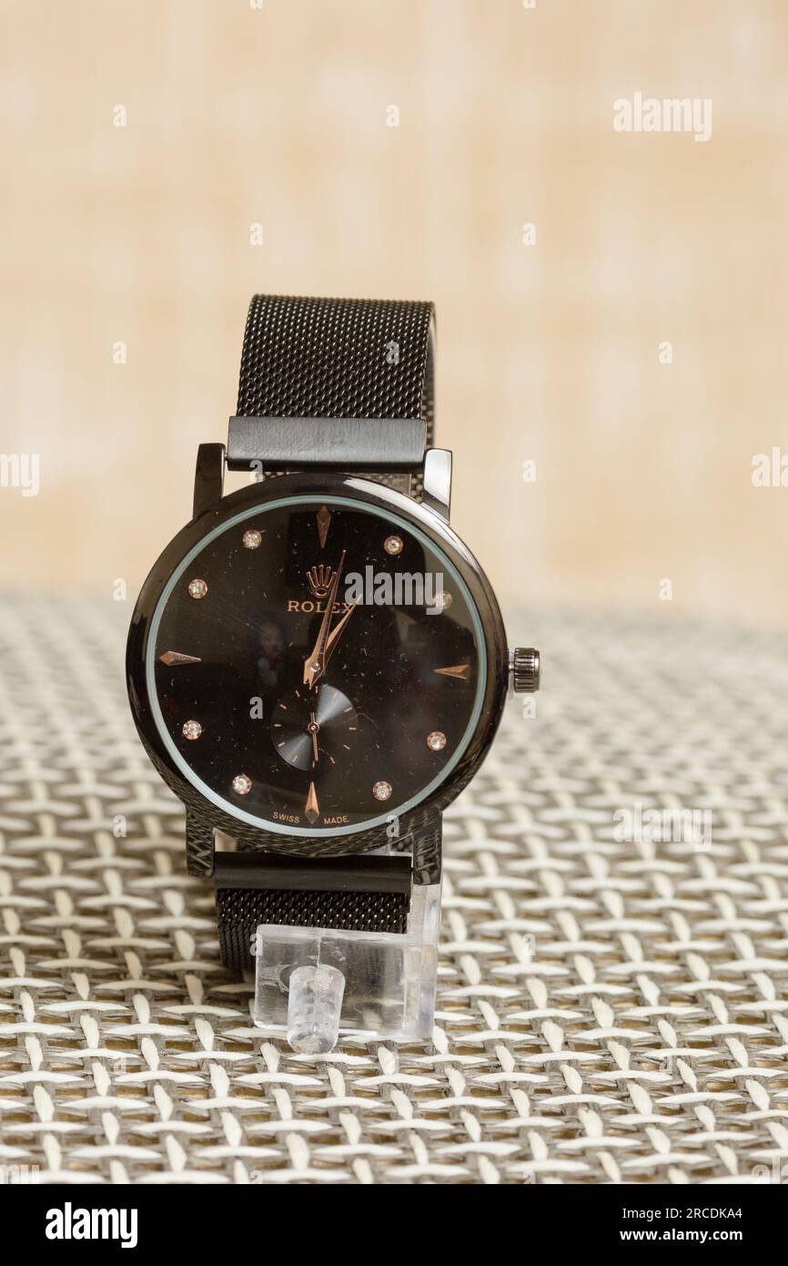 Hand Wrist Watch Time clock Designer classic stylish Stock Photo - Alamy