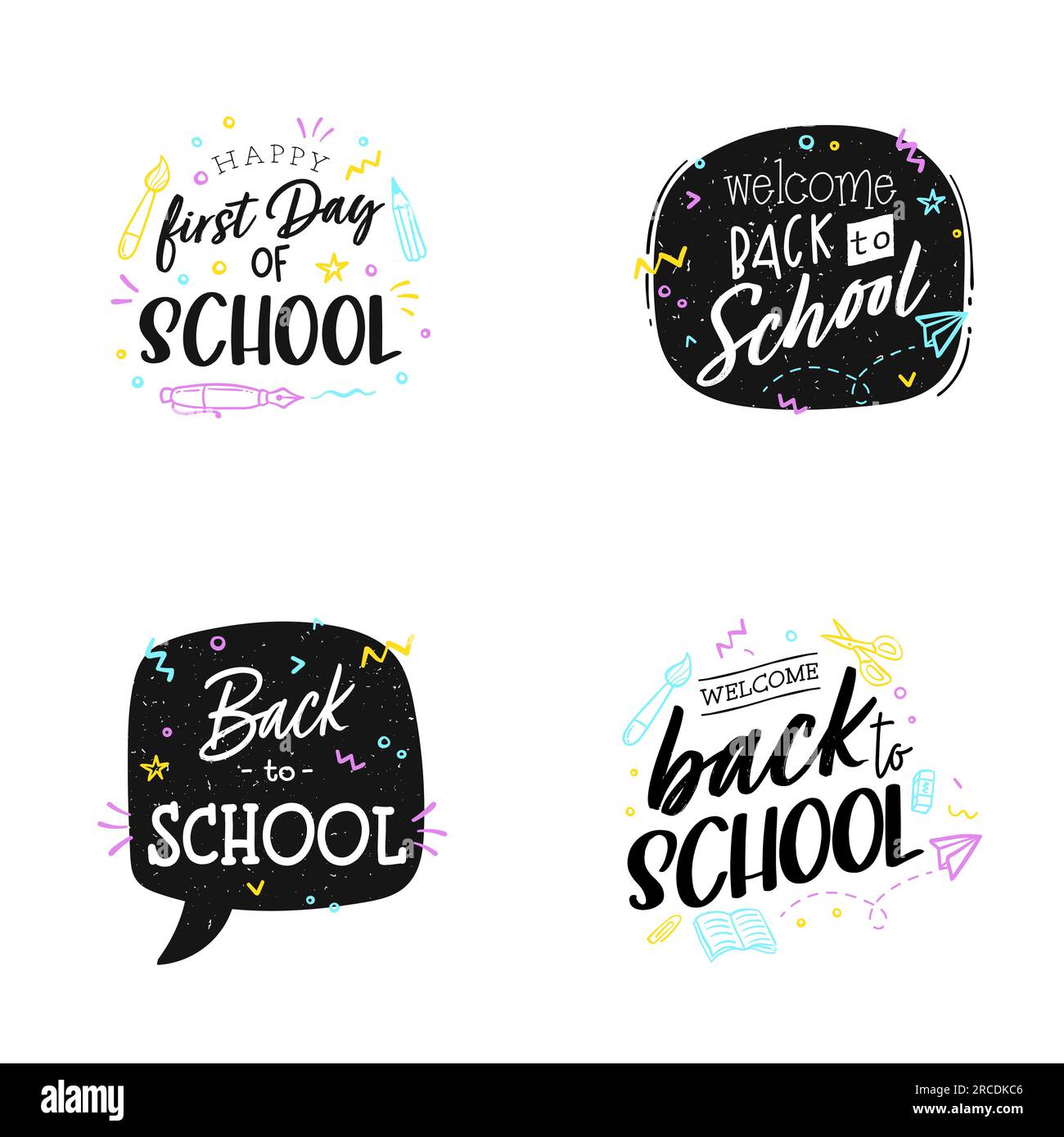 Set of Welcome back to school hand writing and education doodles - Sale ...