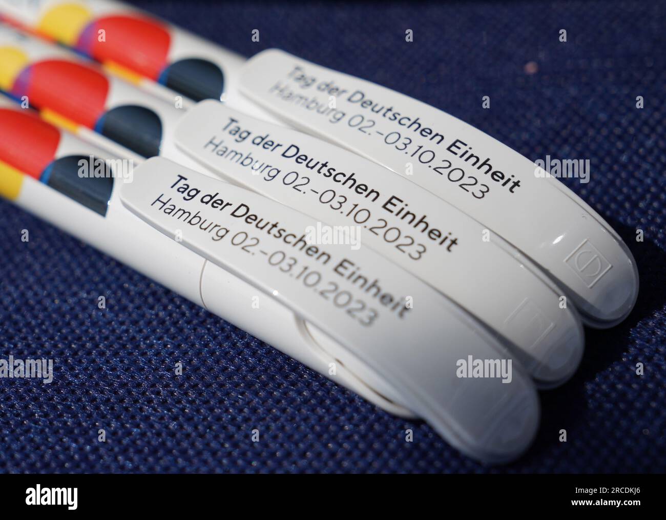 Hamburg, Germany. 14th July, 2023. "German Unity Day" is written on ...