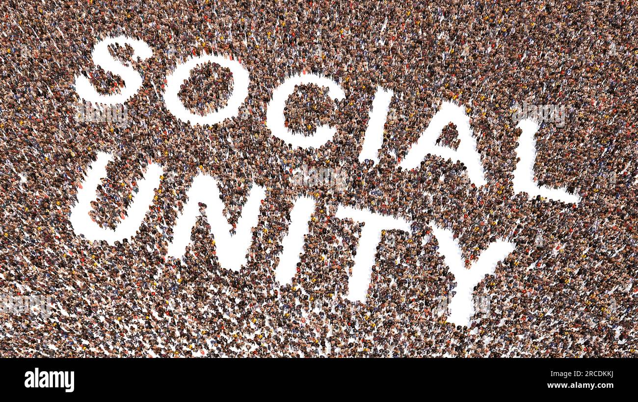 Concept conceptual large community of people forming SOCIAL UNITY ...