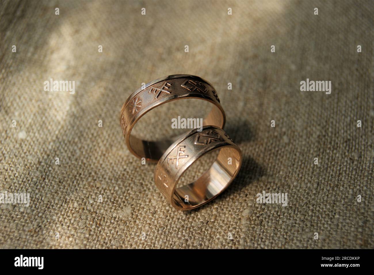 Latvian ancient symbols. Gold wedding rings with ancient symbols. Rings ...