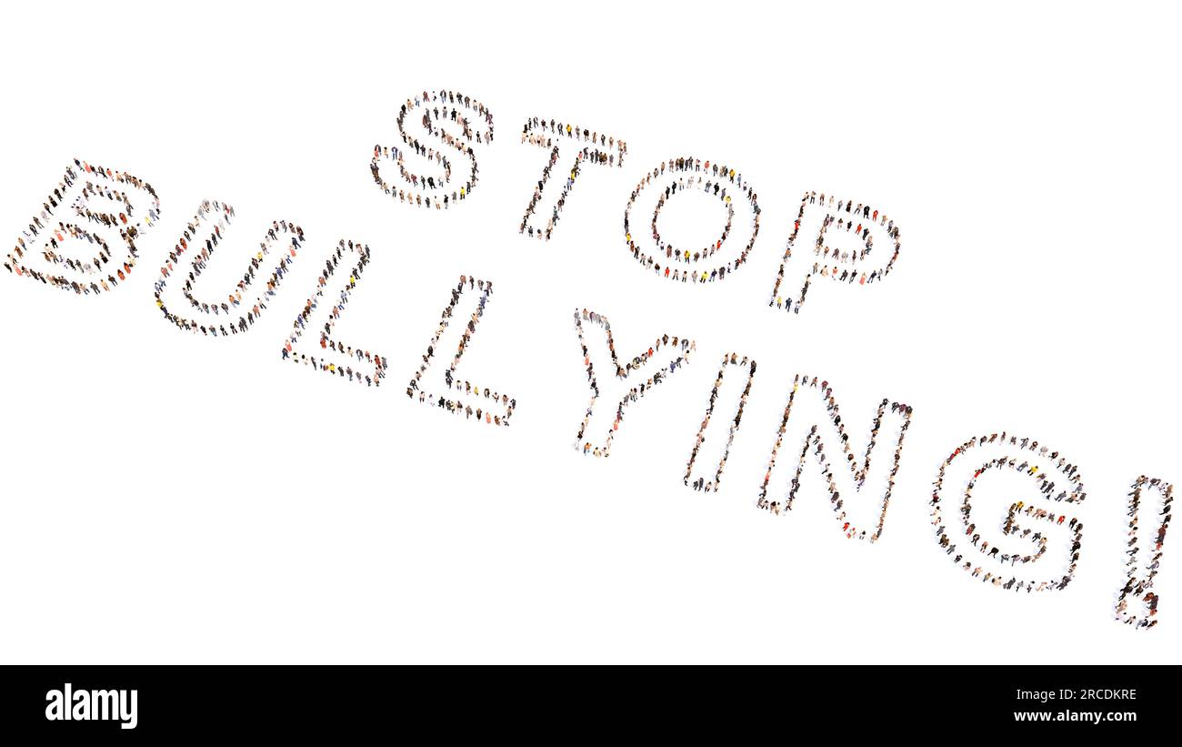Concept conceptual large community of people forming the STOP BULLYING ...