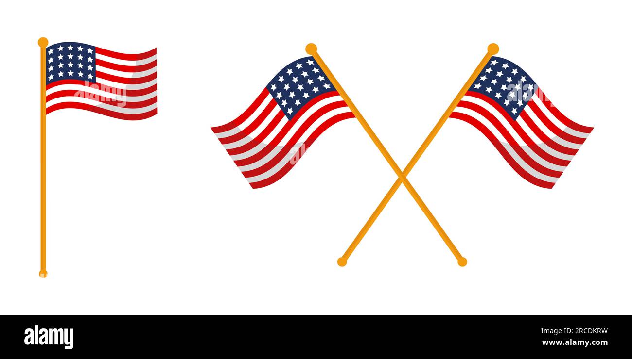 American flags on white background. Election day, vote for democracy ...