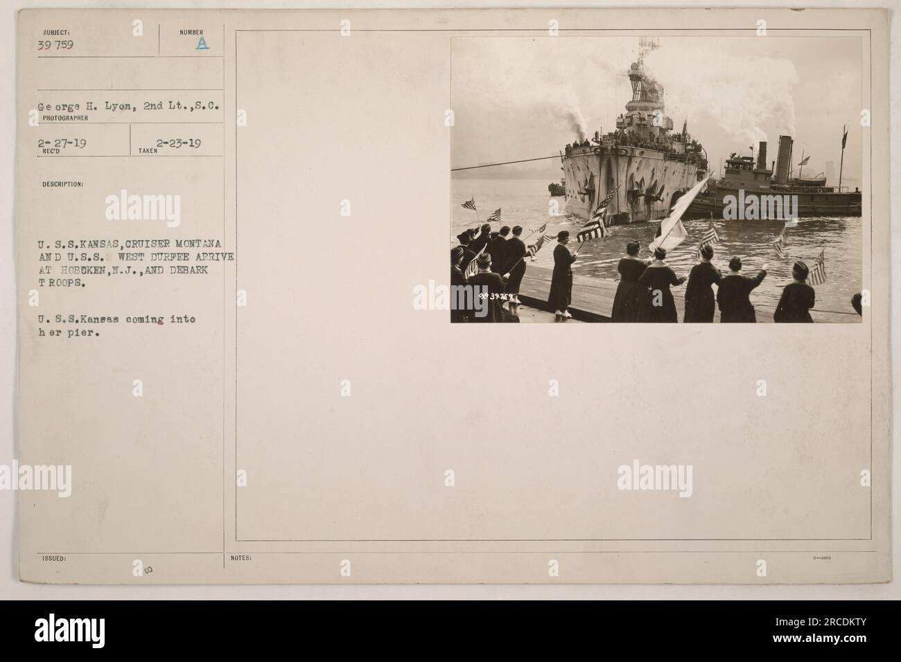 Photograph taken on February 23, 1919, at the Port of Embarkation in ...