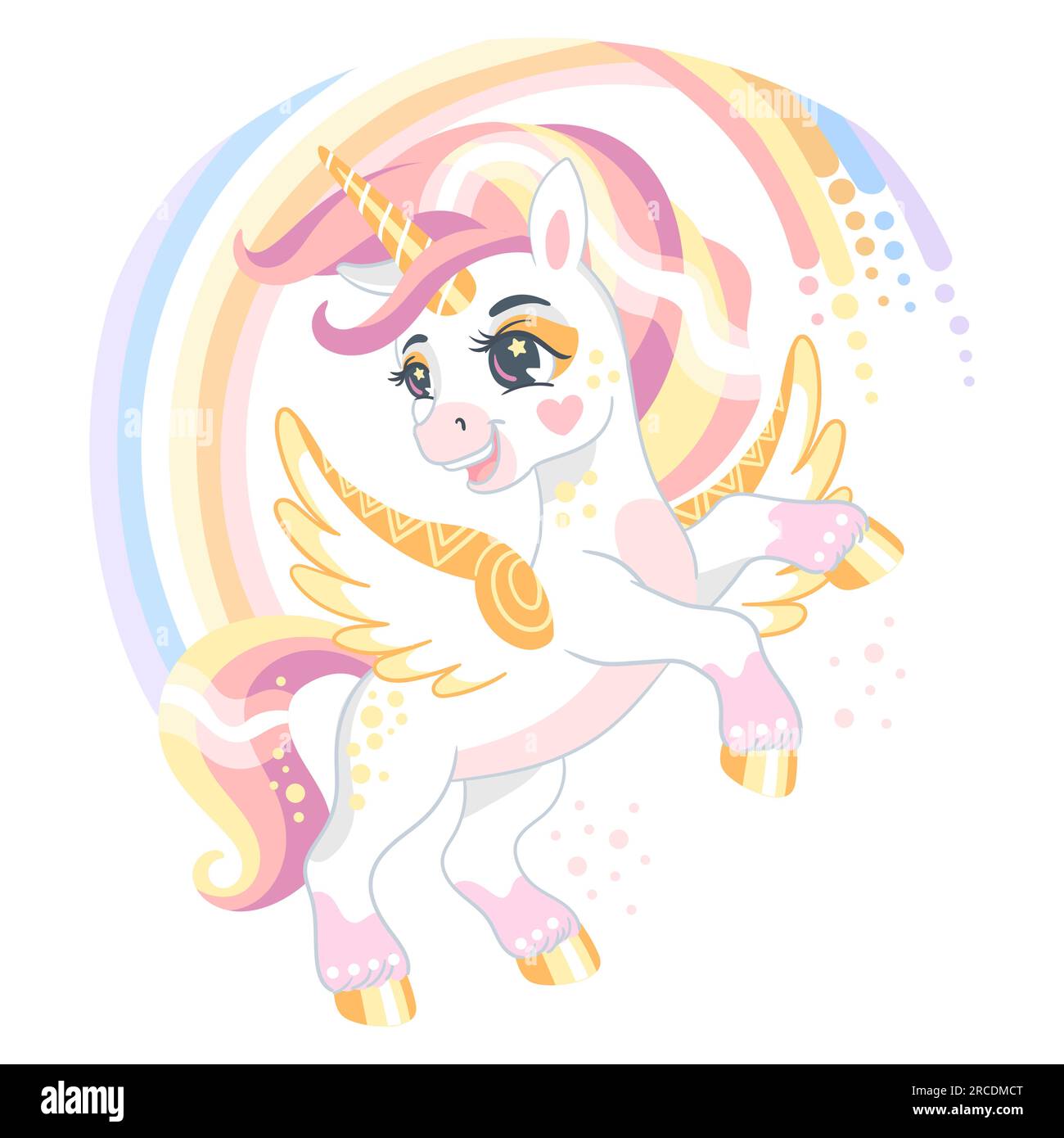 Cute cartoon character happy unicorn vector illustration 13 Stock ...
