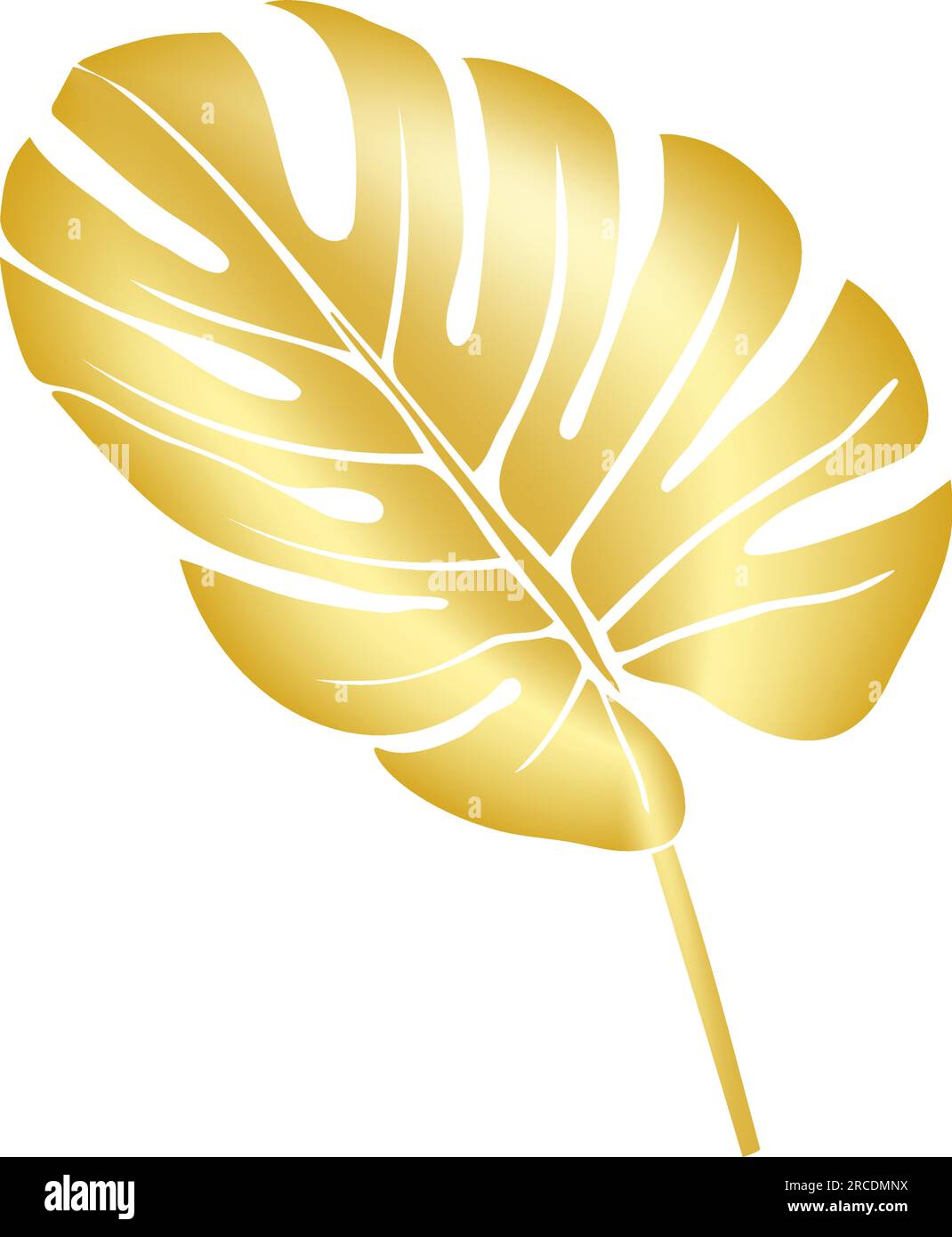 Palm leaf or gold monstera. Decorative tropical leaf with golden ...