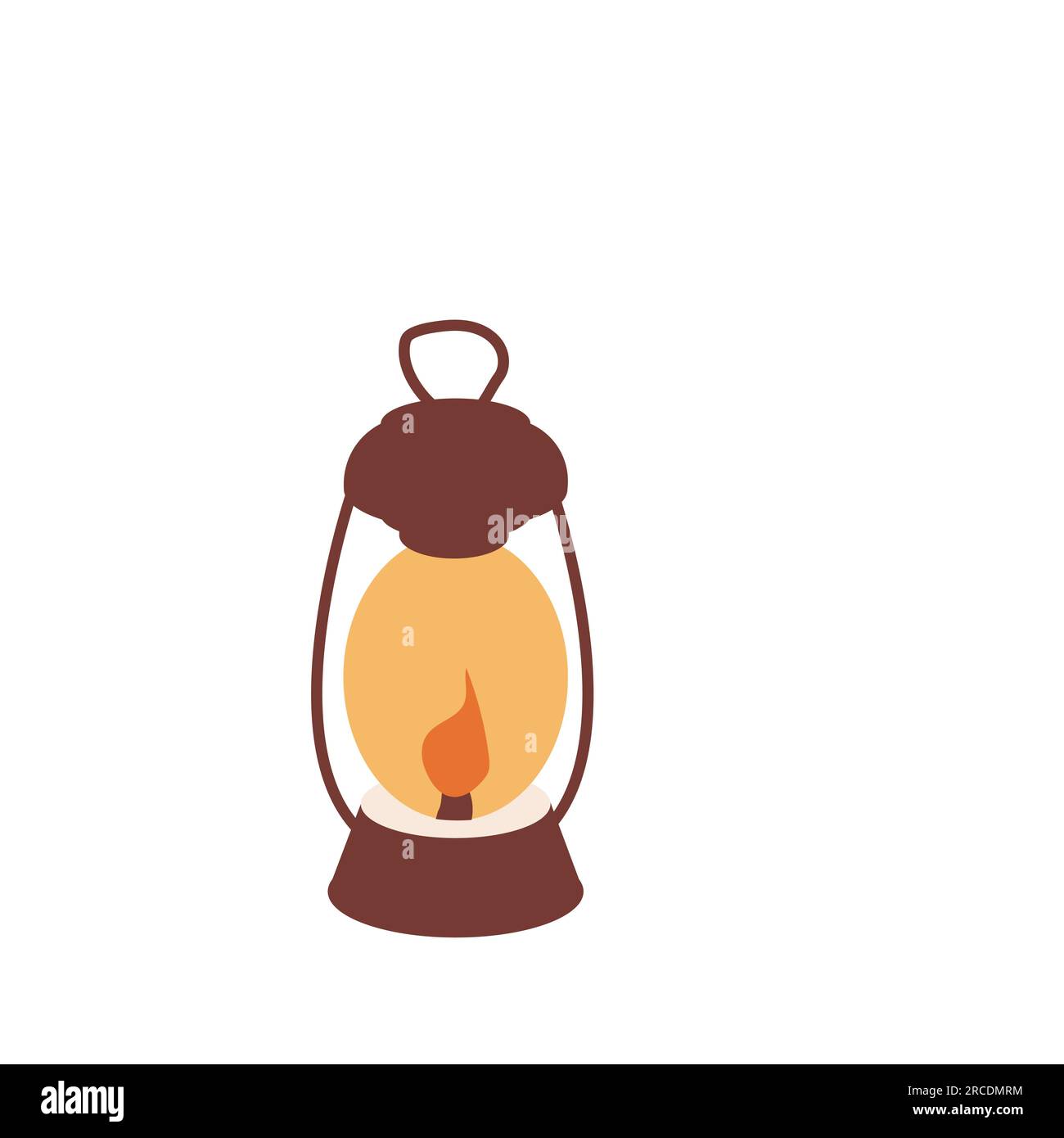 Kerosene lamp, burning handle camping light in cartoon style isolated ...