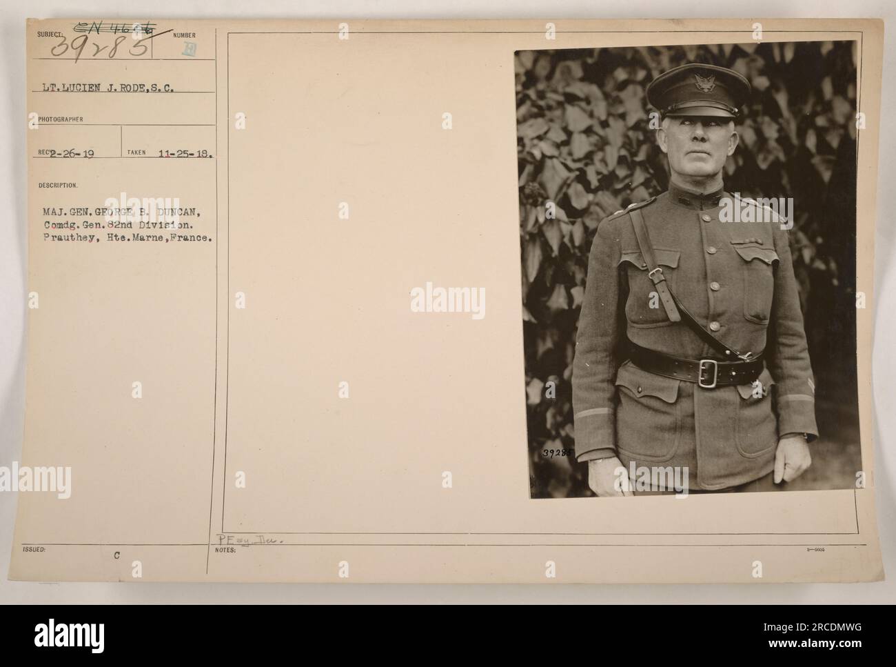 Major General George B. Duncan, Commander of the 32nd Division ...