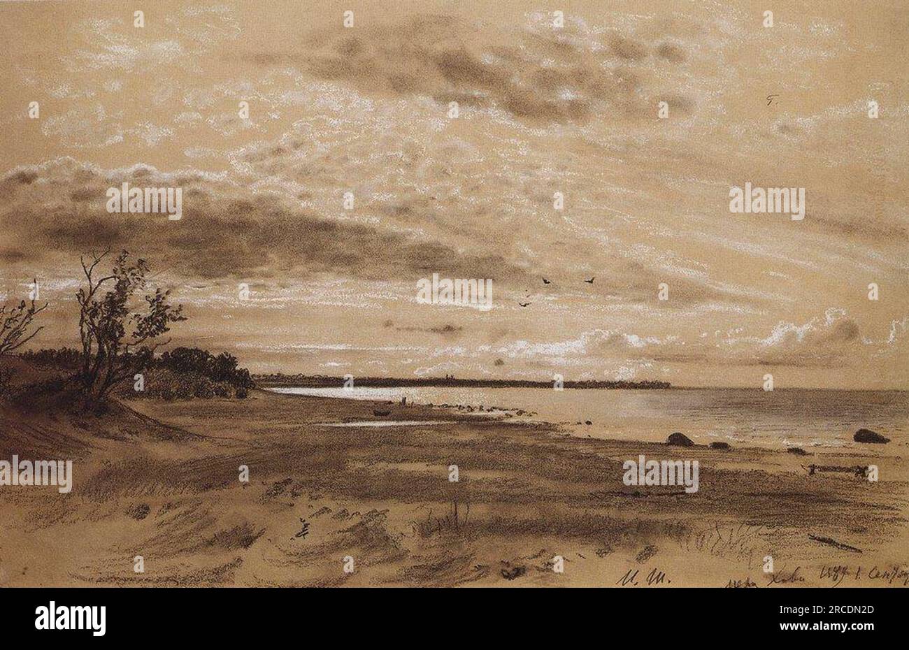 Beach. Mary-Howe 1889 by Ivan Shishkin Stock Photo - Alamy