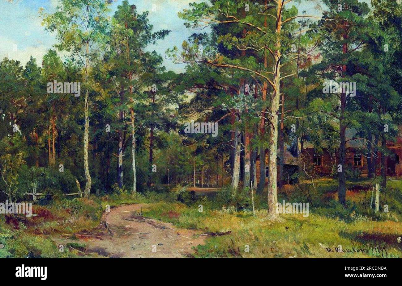 Autumn landscape. Path in the forest 1894 by Ivan Shishkin Stock Photo ...
