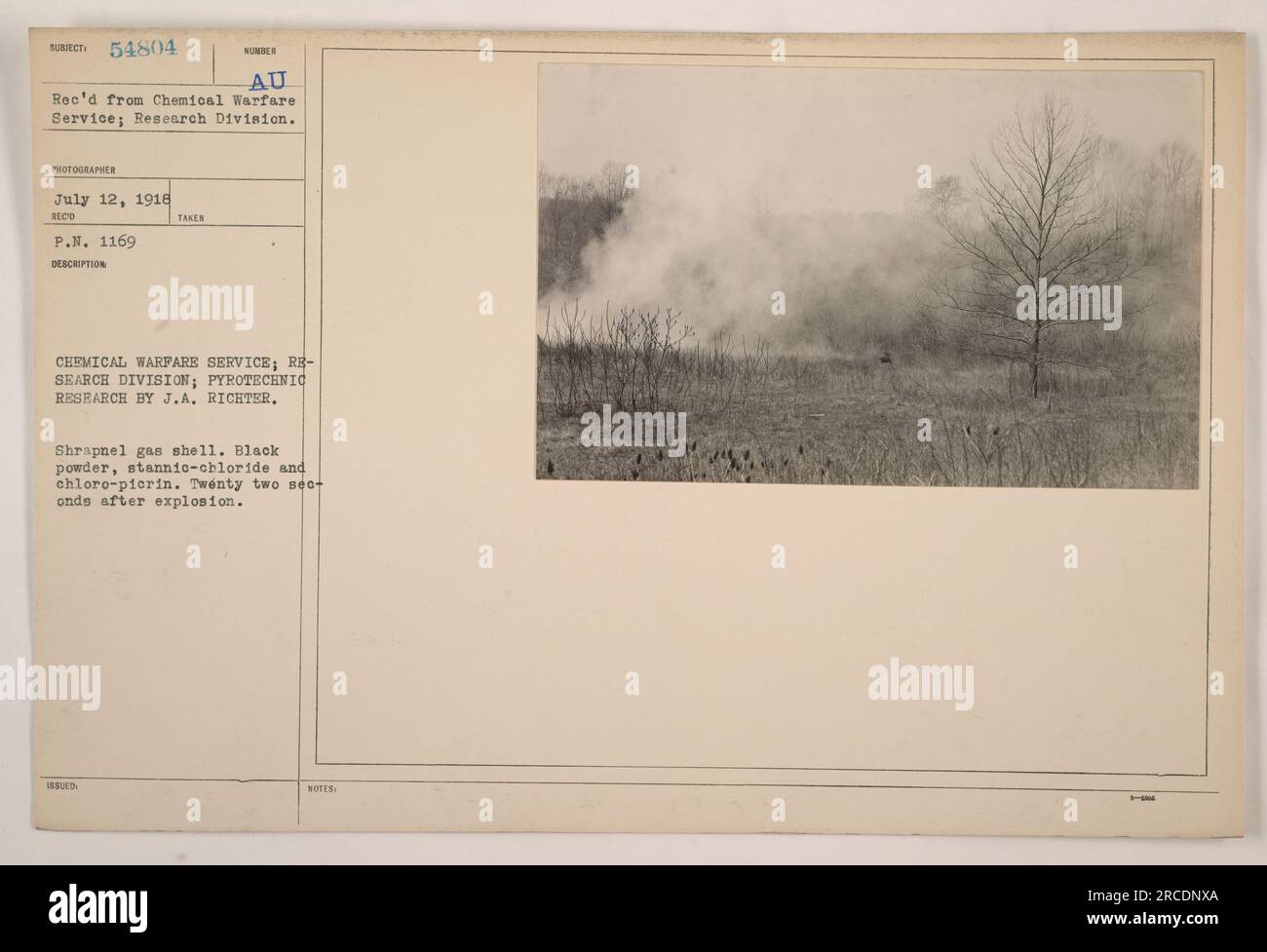 The image shows a shrapnel gas shell created by the Chemical Warfare ...