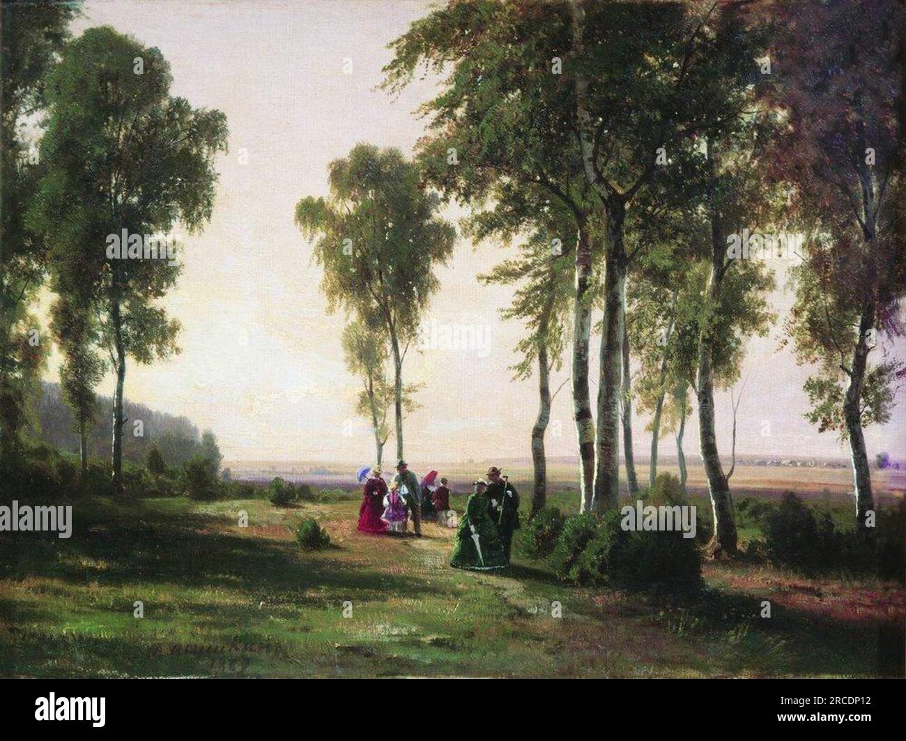 Landscape with walking people 1869 by Ivan Shishkin Stock Photo - Alamy
