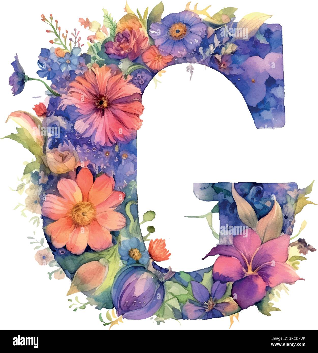 Modern monogram G watercolor, great design for any purposes. alphabet ...