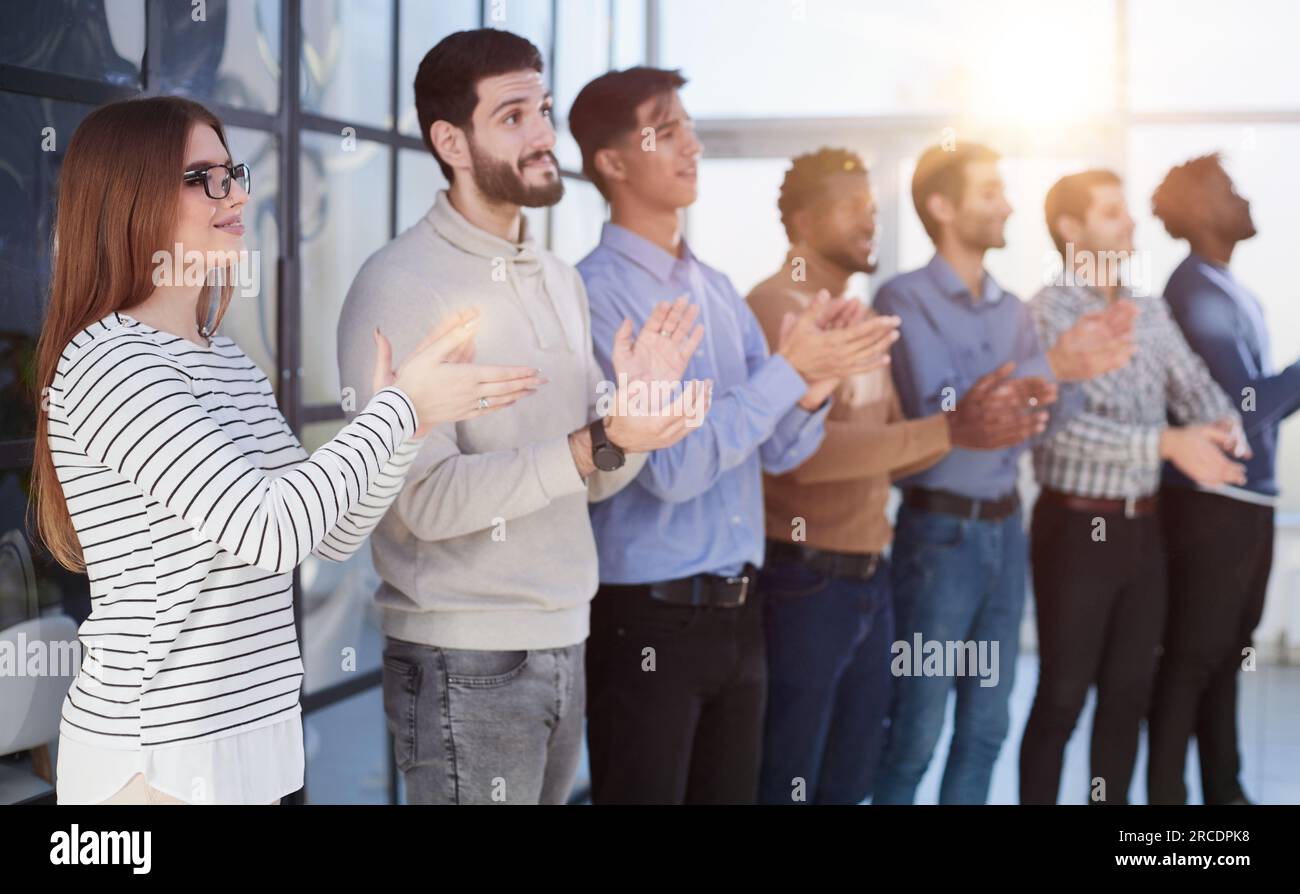 Image of successful business clapping in the office Stock Photo - Alamy