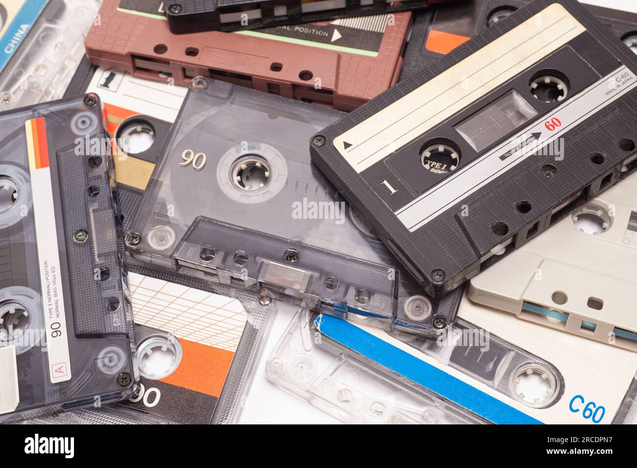 Collection vintage audio cassettes isolated on white Stock Photo - Alamy