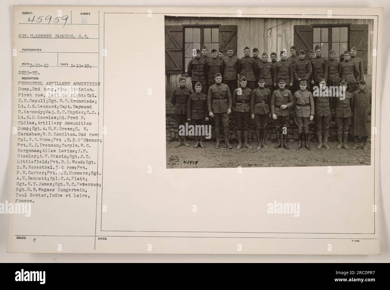 Personnel from the 2nd Army, 35th Division, at an artillery ammunition ...
