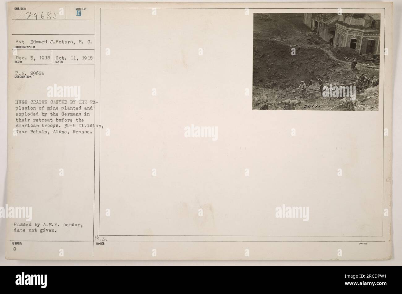 Image of a massive crater created by a German-planted and exploded mine ...