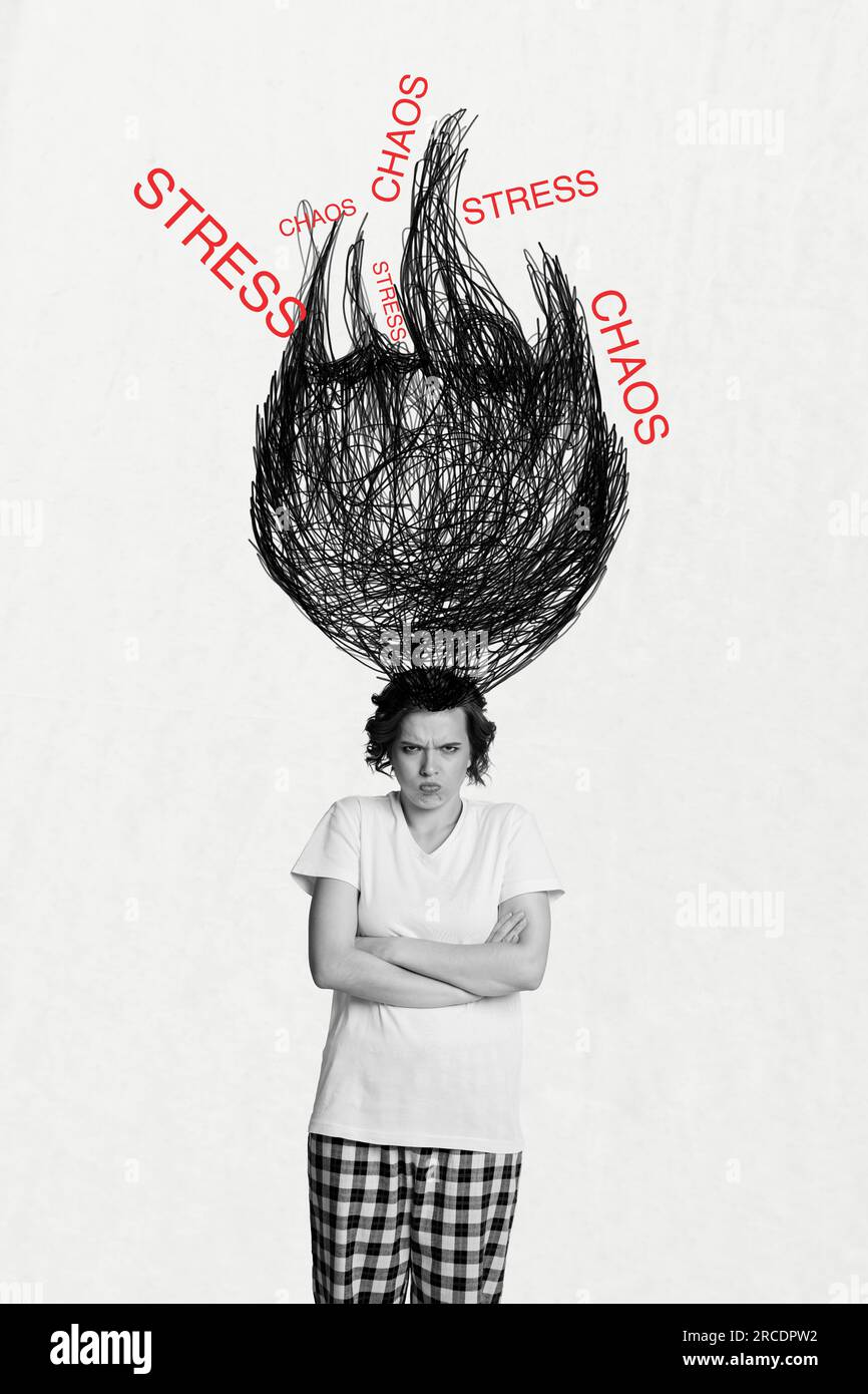 3d retro abstract template collage of angry furious lady legs crossed ...