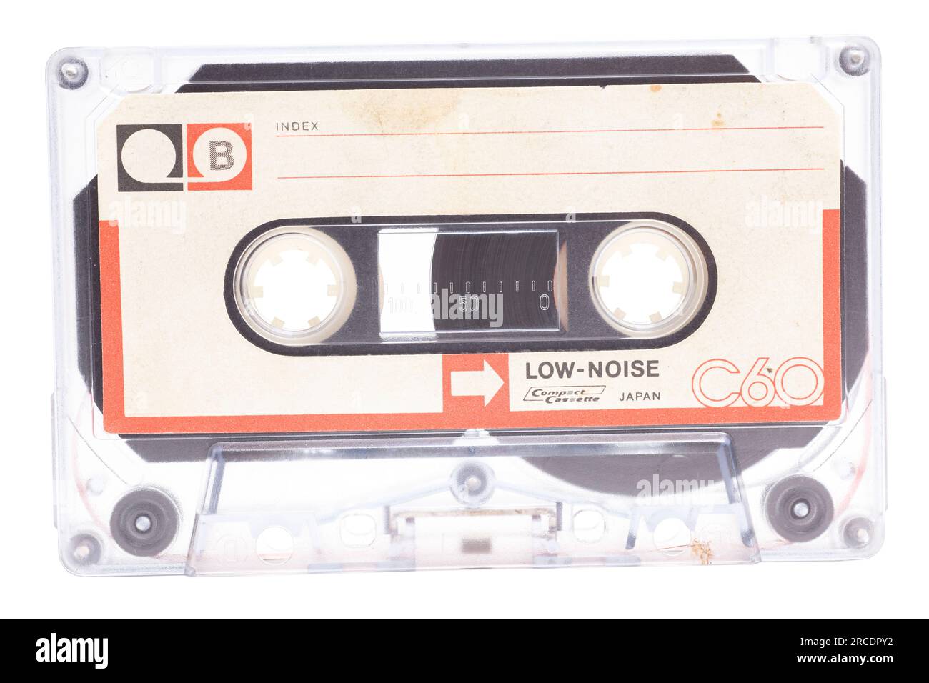 Audio cassette tape side B, isolated on white background, vintage 80's ...