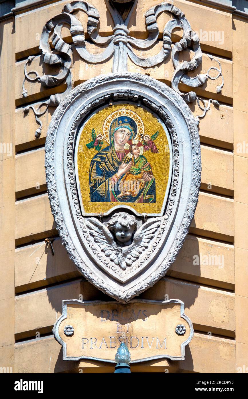 Madonna Liberiana aedicula in Via dello Statuto, Rome, Italy Stock ...