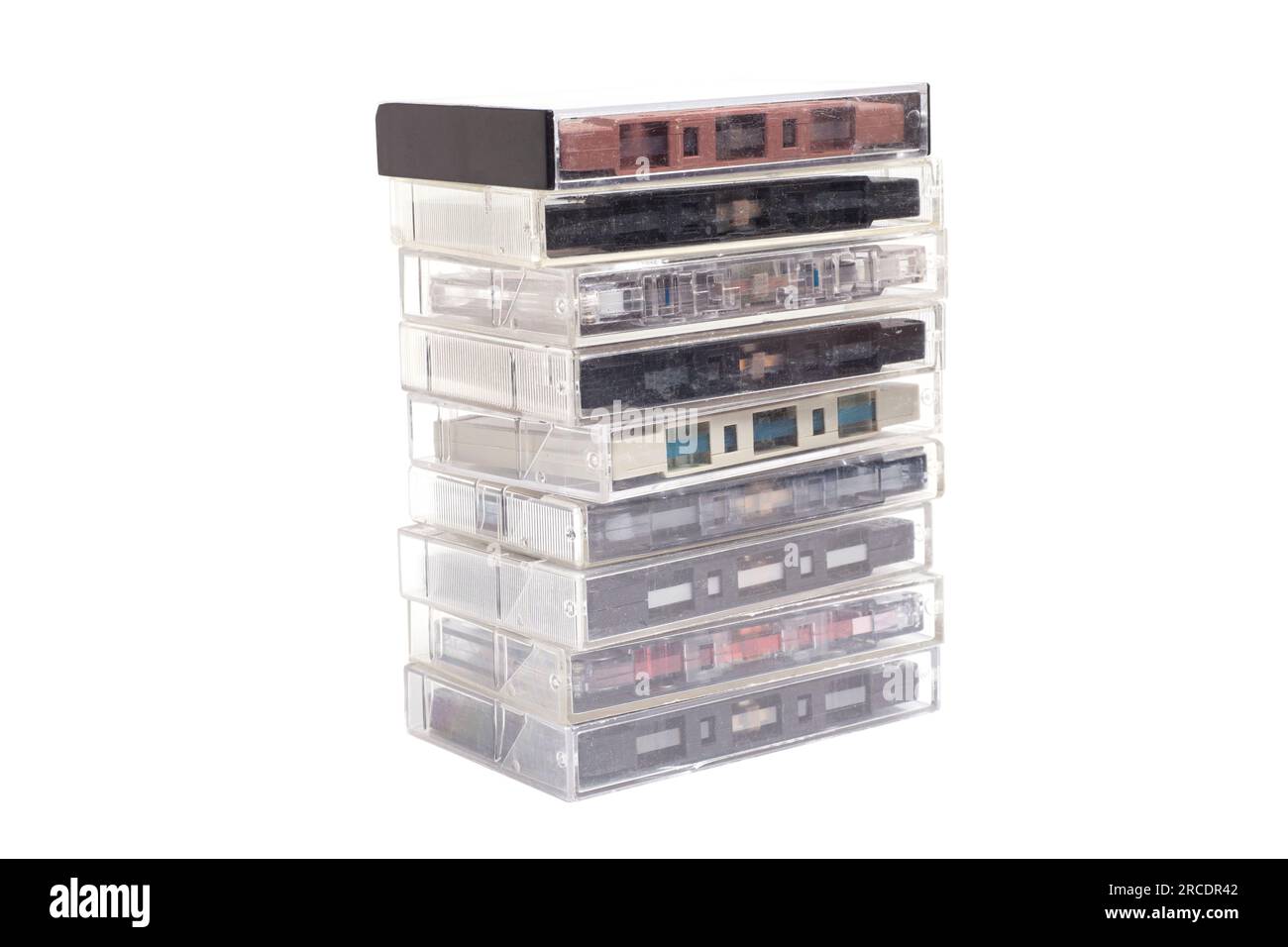Stack of vintage audio cassettes isolated on white Stock Photo - Alamy