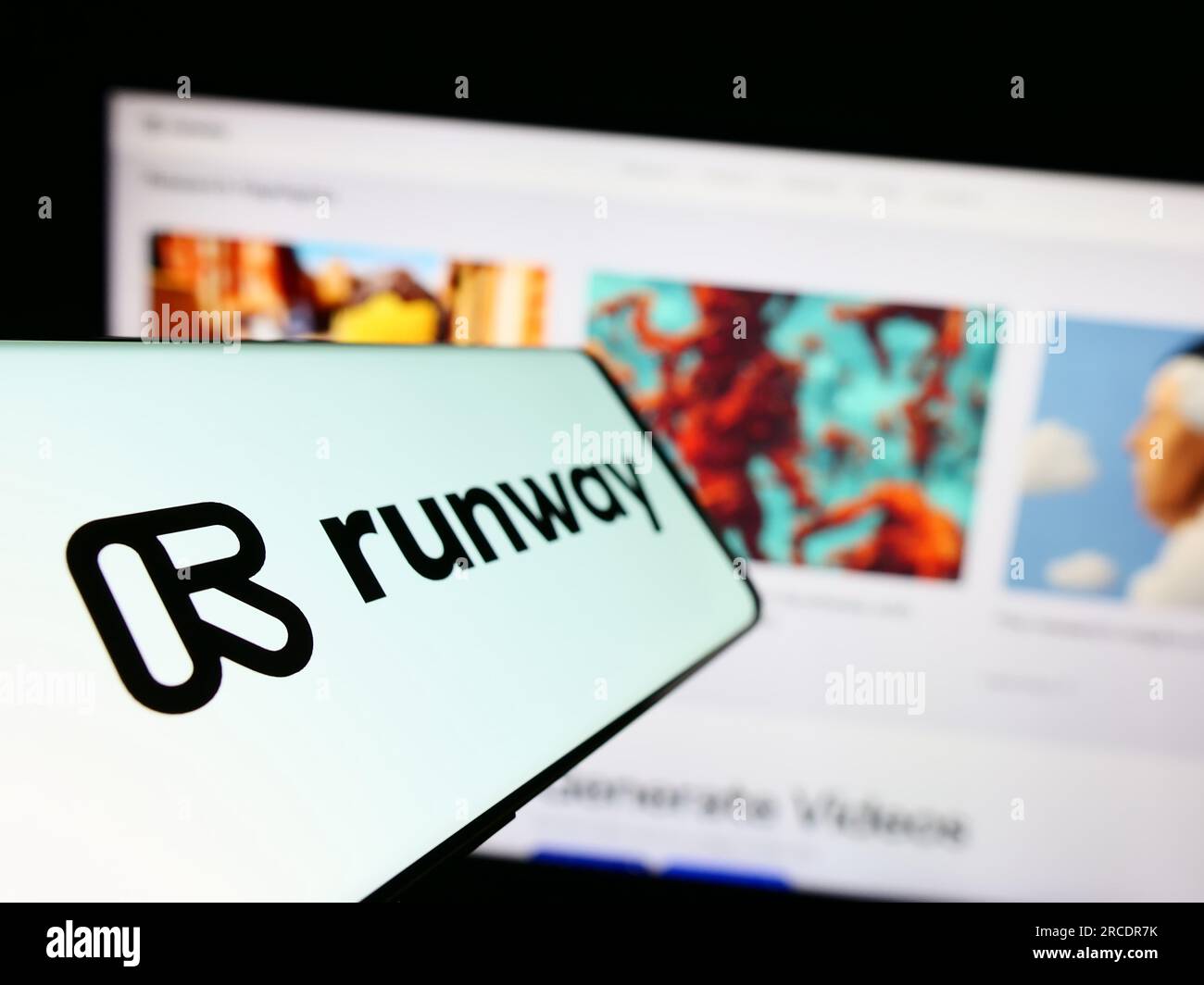 Smartphone with logo of US artificial intelligence company Runway AI ...