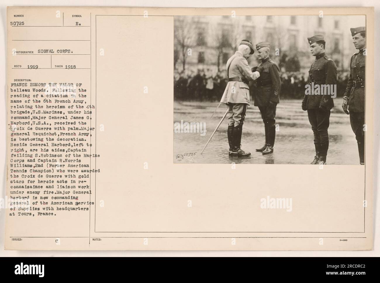 Major General James G. Harbord of the U.S. Army receiving the Croix de ...