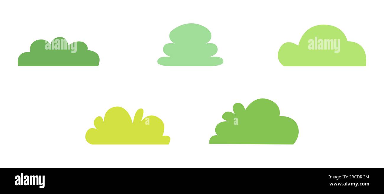 Green bush collection on white background. Pictogram, icon set ...