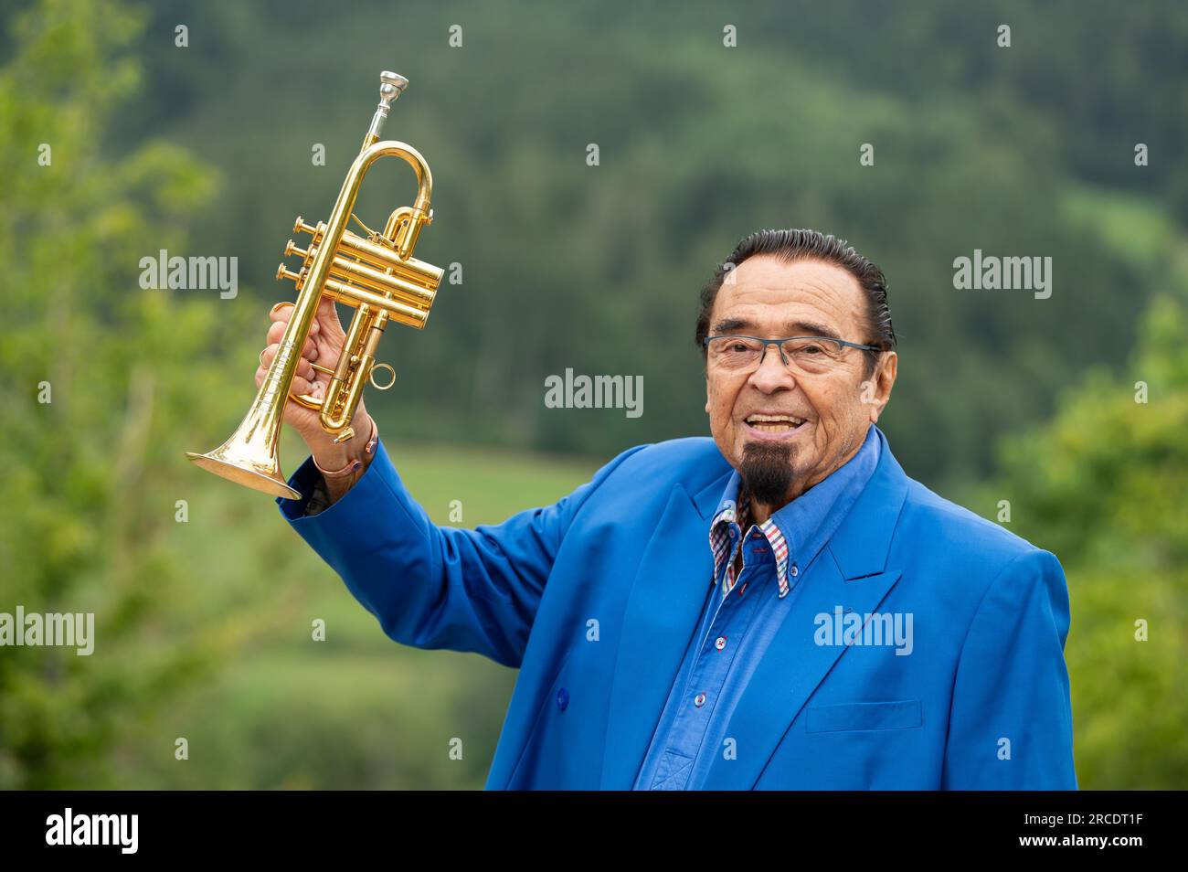 Bad Griesbach, Germany. 14th July, 2023. Trumpeter Walter Scholz stands ...