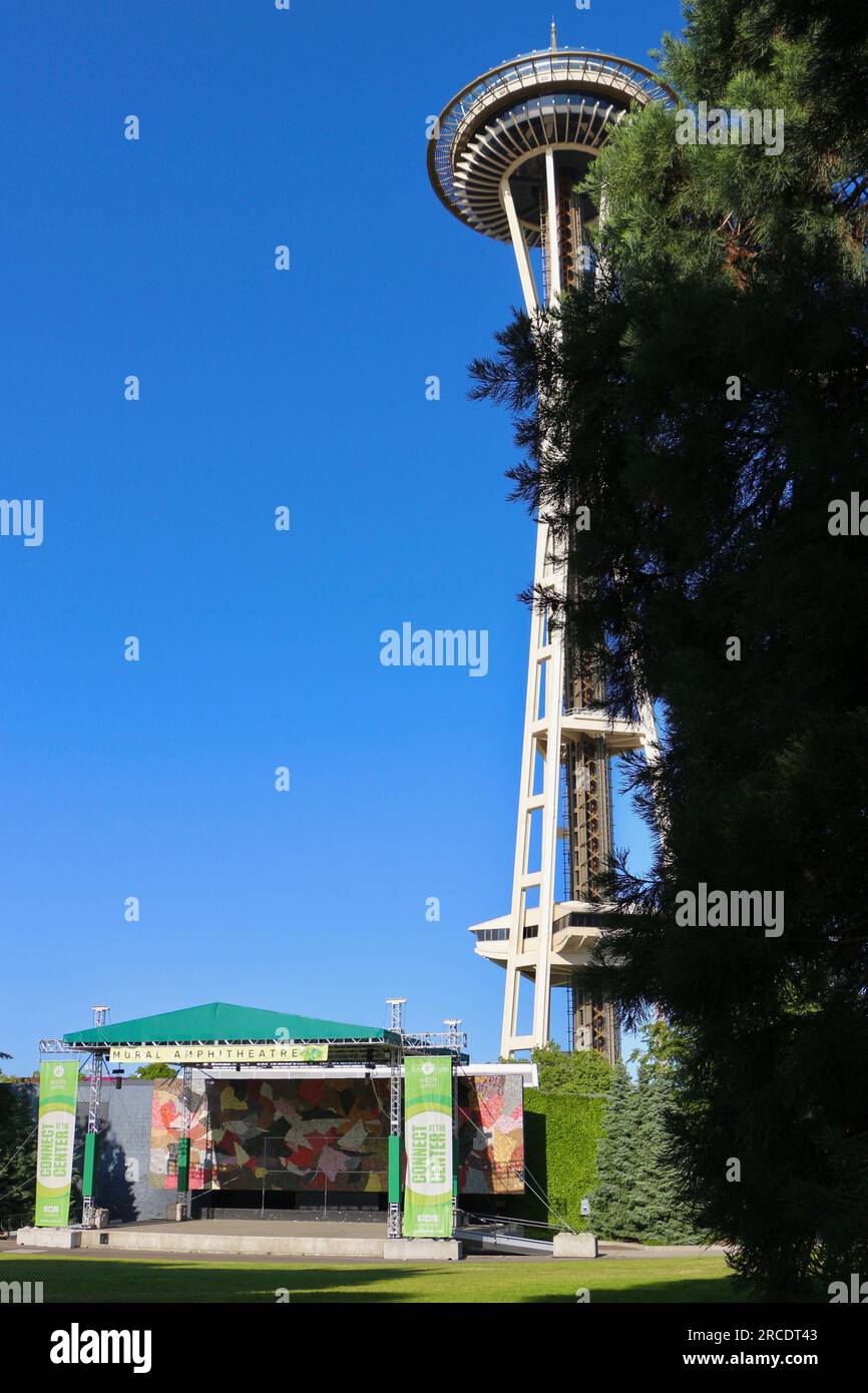 The Mural Amphitheatre mid-size amphitheatre with the Space Needle at ...