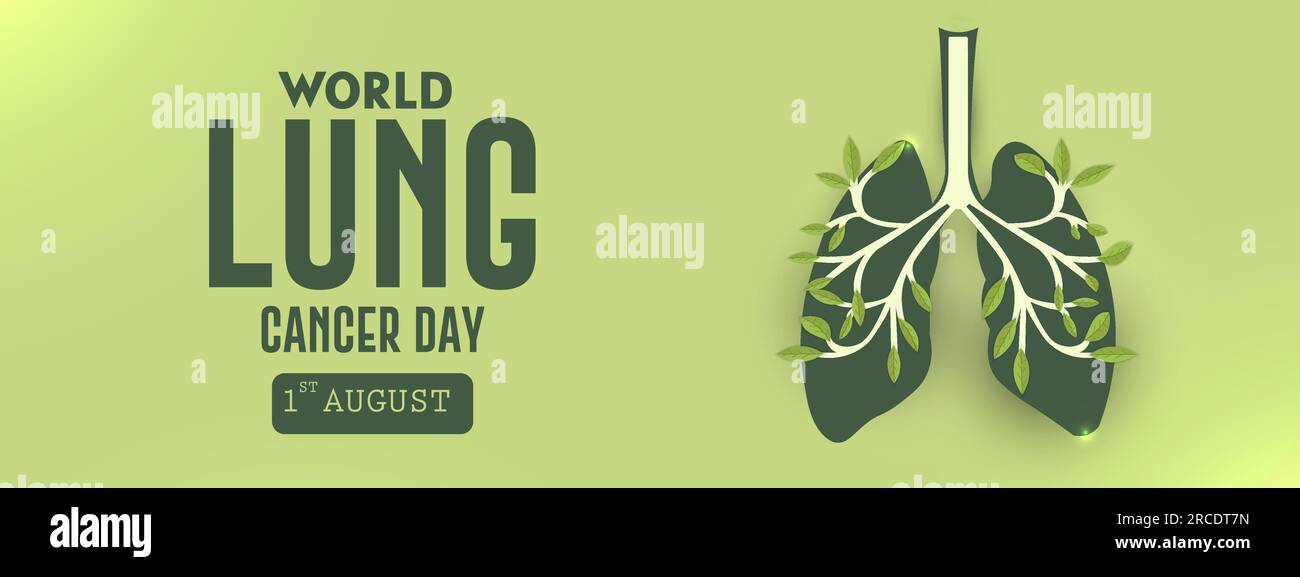 World Lung Cancer Day 1st August with light green leaves Lung Cancer ...