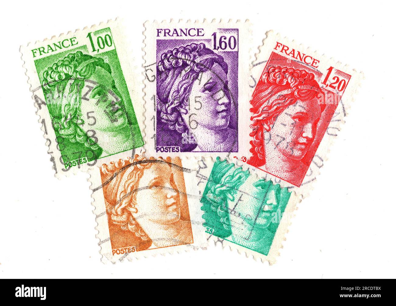 Vintage postage stamps from France on a white background Stock Photo ...