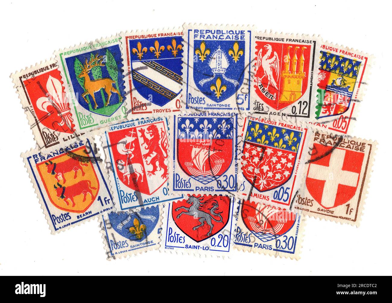 Vintage postage stamps from France on a white background Stock Photo ...