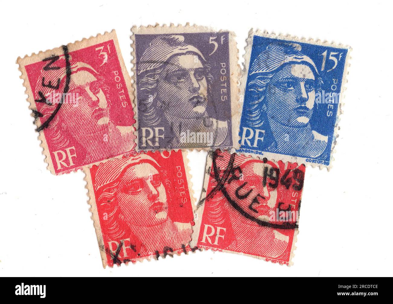 Vintage postage stamps from France on a white background Stock Photo ...