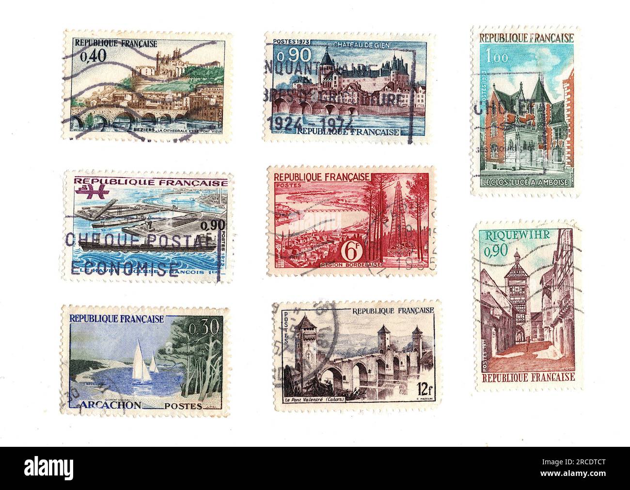 Vintage postage stamps from France on a white background Stock Photo ...