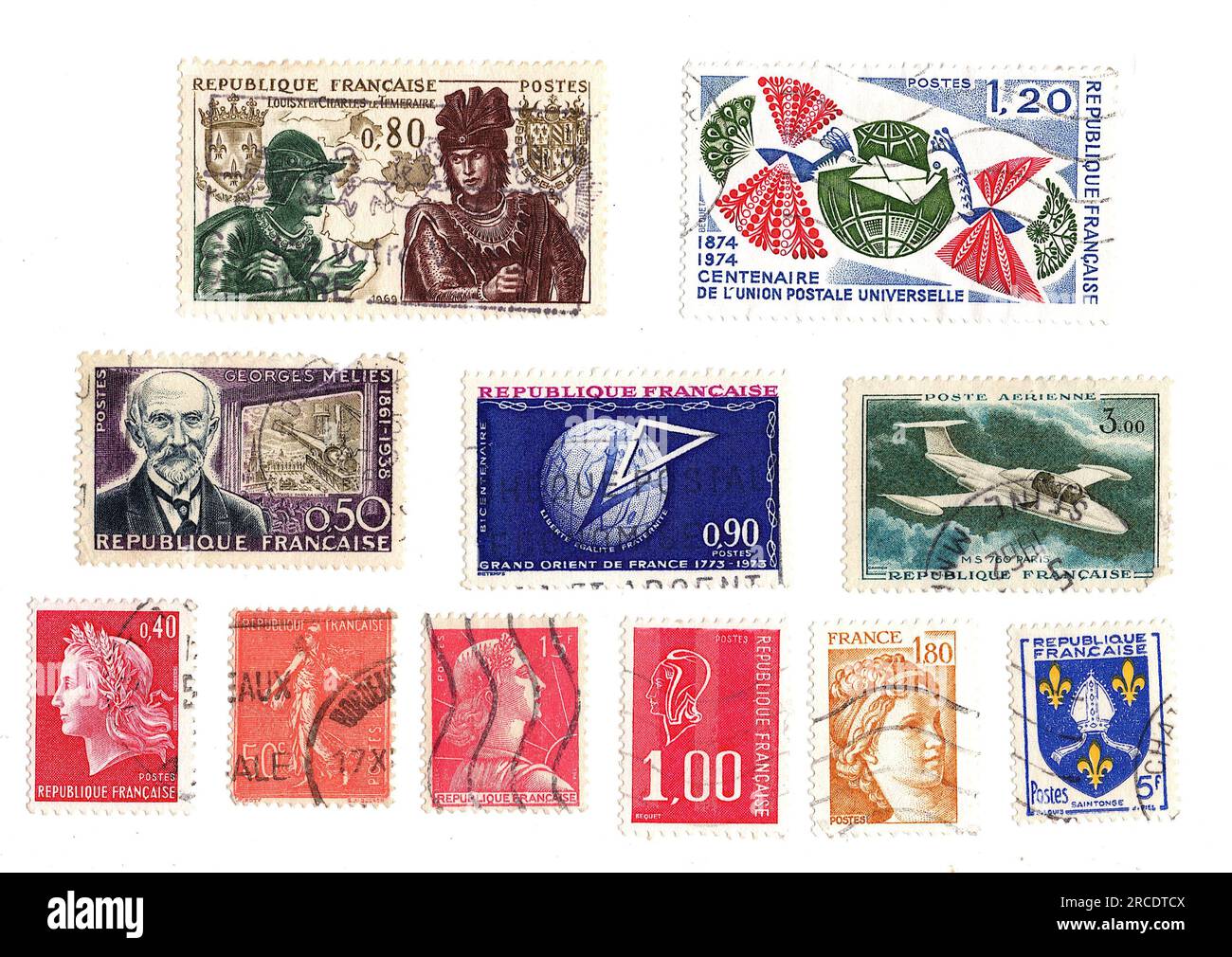 Vintage postage stamps from France on a white background Stock Photo ...