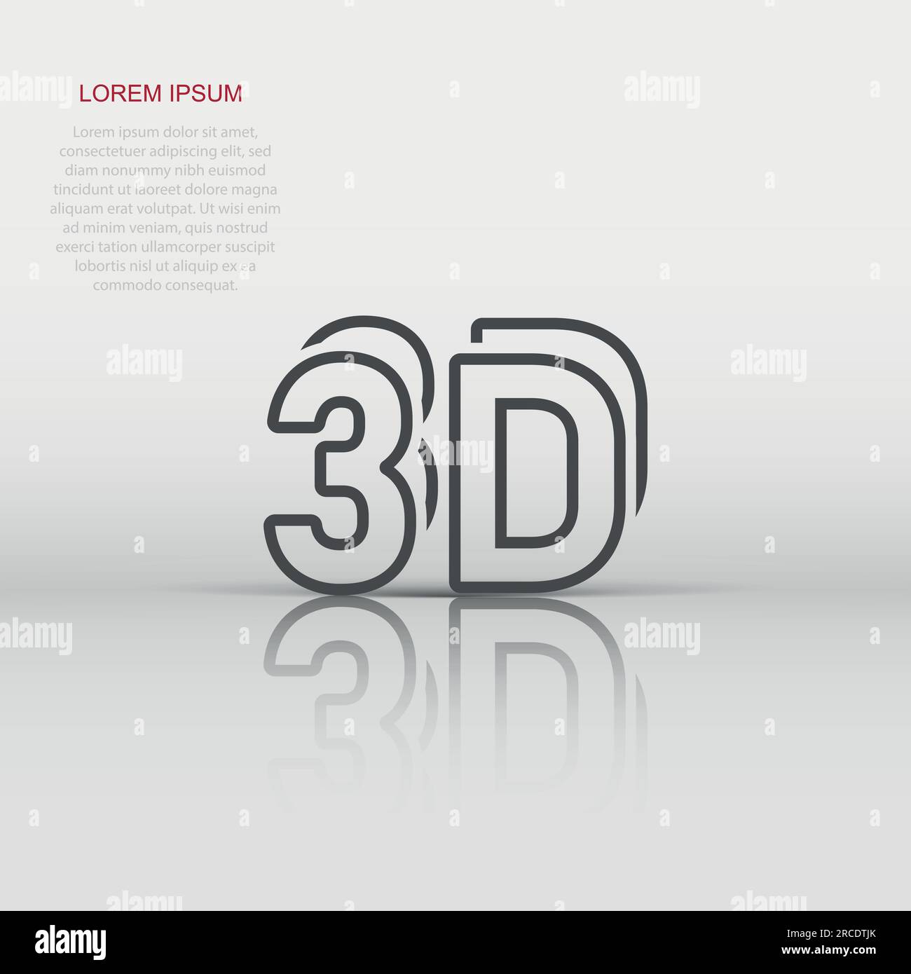 3d text icon in flat style. Word vector illustration on white isolated ...